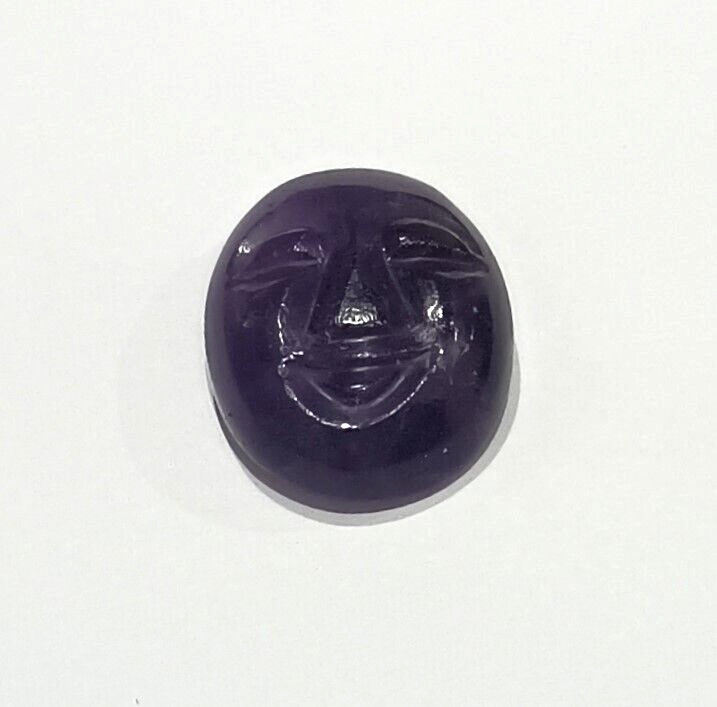 18.50 Cts-Natural Purple Amethyst Gemstone Face Carved Cabochon 18 x 12 ...