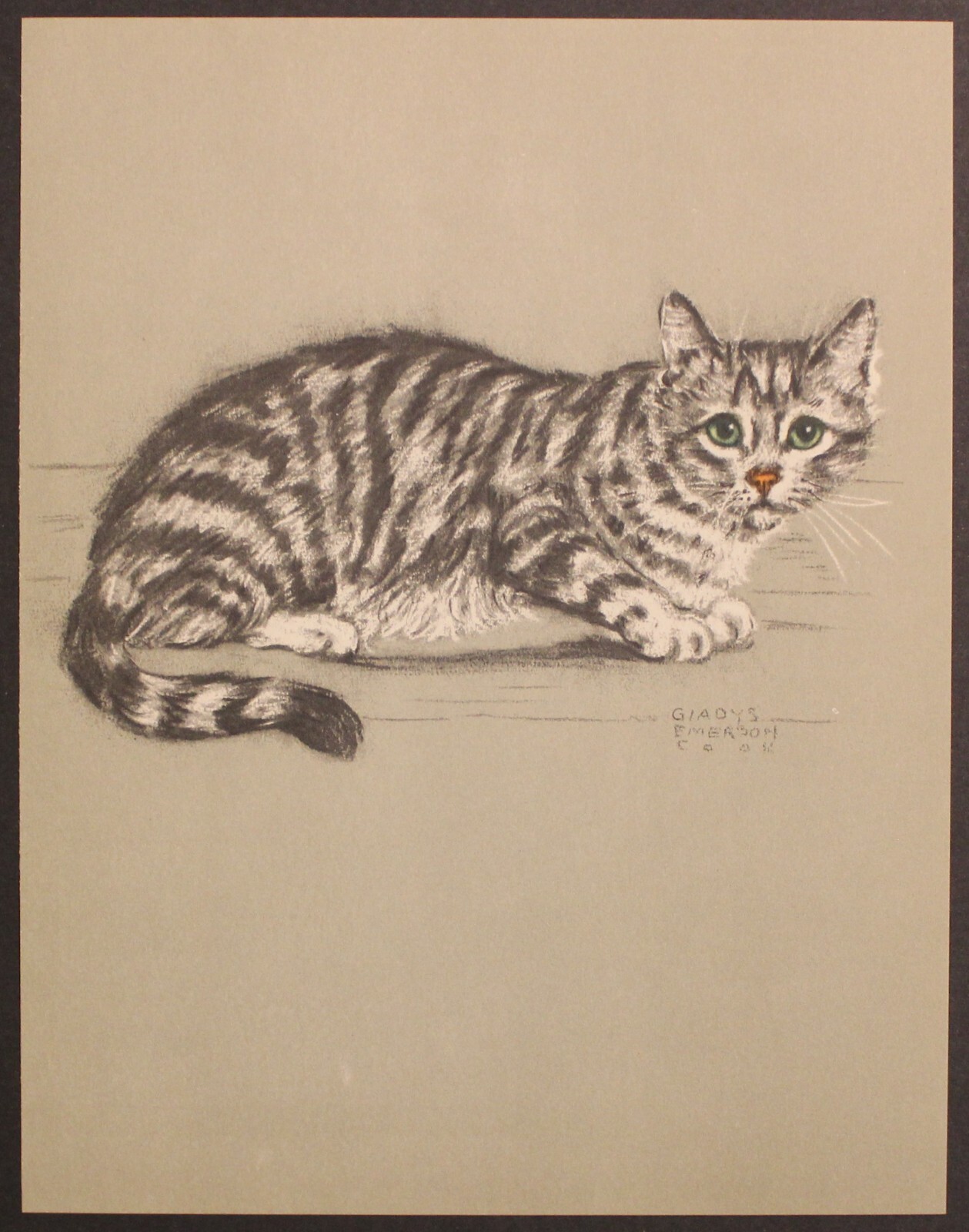 "TIGER" GRAY TIGER TABBY Antique original vintage cat print 1941 | eBay