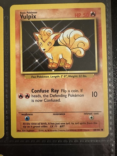 Vulpix 68/102 Base Set Unlimited Vintage WOTC Pokemon Card Near Mint | eBay