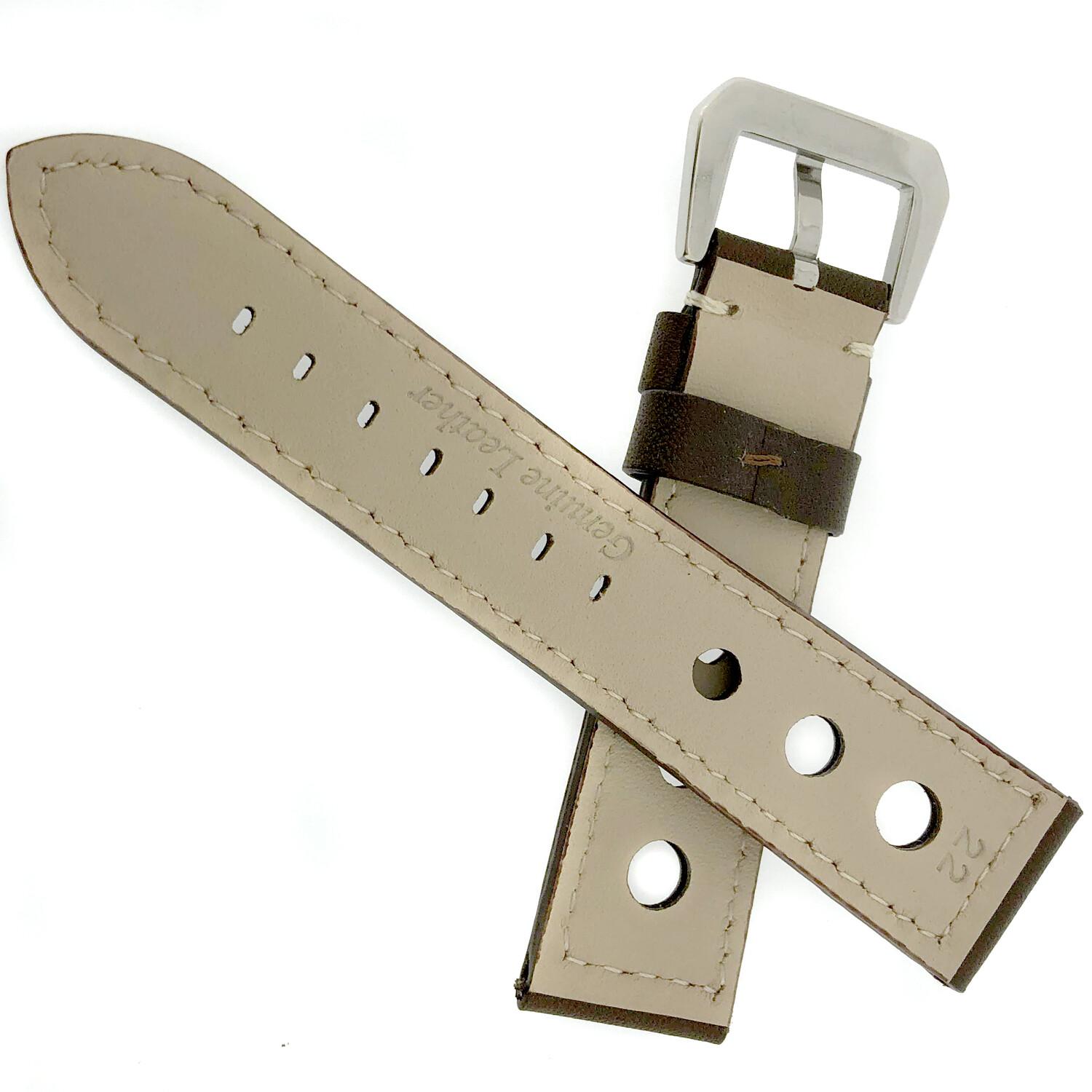 Rally Watch Band Brown Genuine Leather Racing Style Mens 20mm 22mm 24mm ...