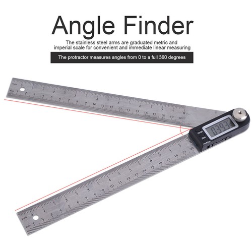 200mm Stainless Steel LCD Digital Protractor Goniometer Gauge ...