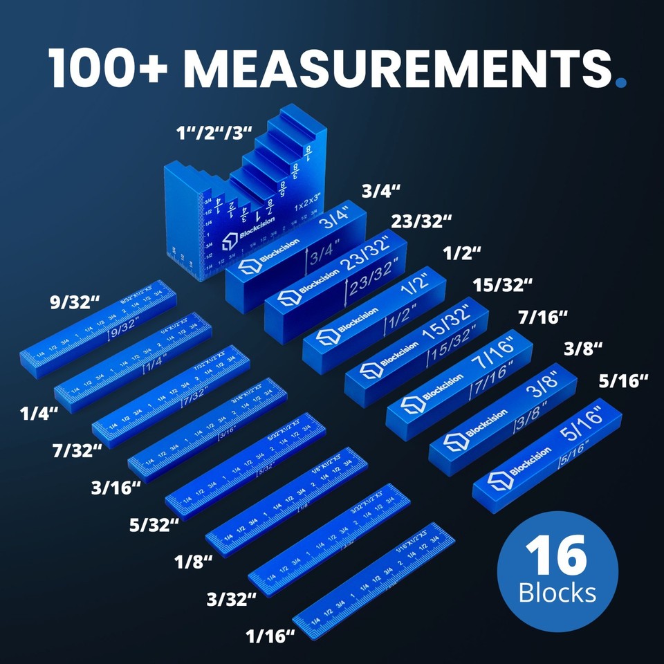 16PCS Blockcision Setup Blocks Woodworking Tools - 16 PCS Height Gauge ...