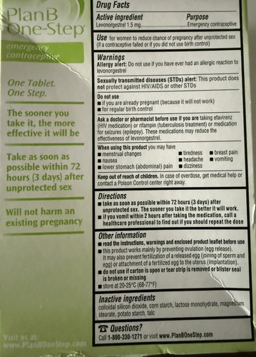 Plan B One Step Emergency Contraceptive Pill 1 Tablet NEW SEALED. See ...