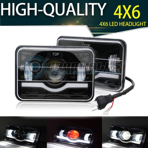 Pair 4x6" LED Headlights Hi-Lo Sealed Projector Lamps For Toyota Ford ...
