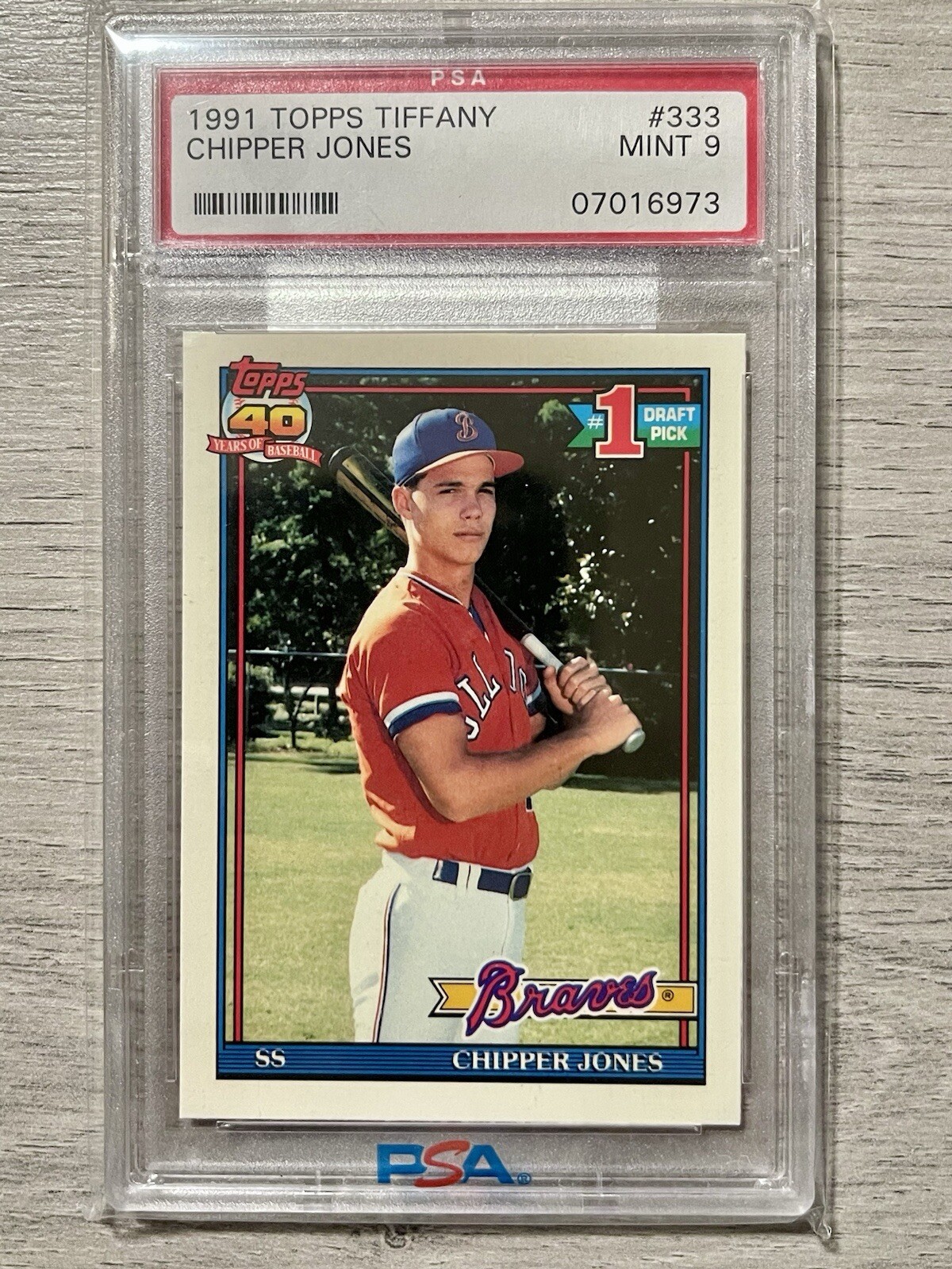 CHIPPER JONES 1991 TOPPS TIFFANY #333 PSA 9 MINT BASEBALL ROOKIE CARD ...