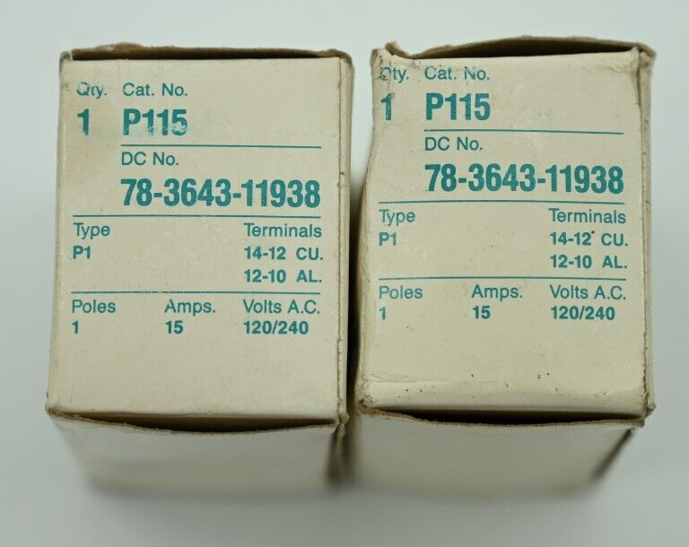 Lot of (2) Siemans I-T-E Molded Case Circuit Breaker P115 15 AMPS 120/ ...