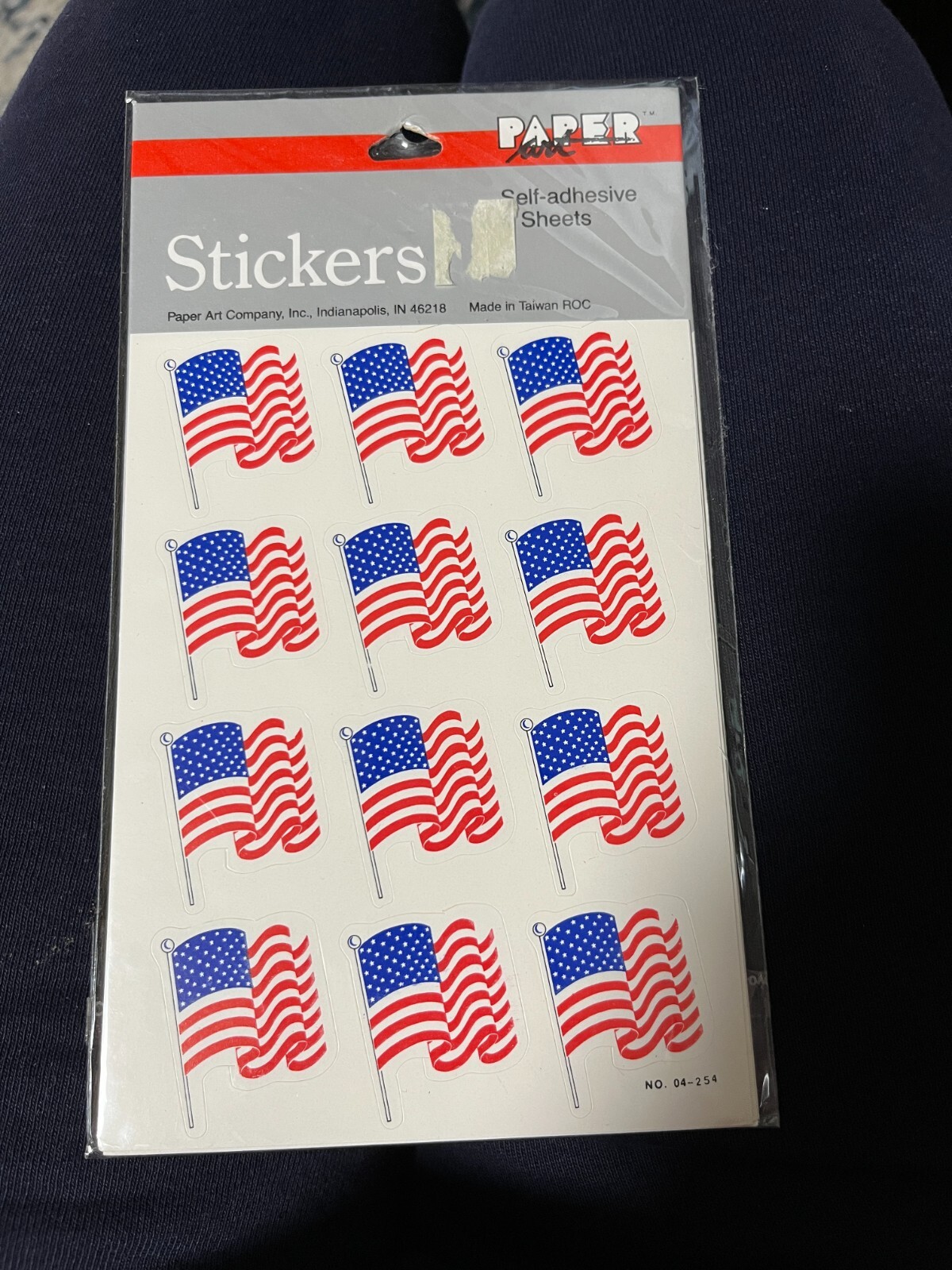 Vintage Paper Art Sticker Package- FLAGS OF USA--Self-Adhesive 4 Sheets ...