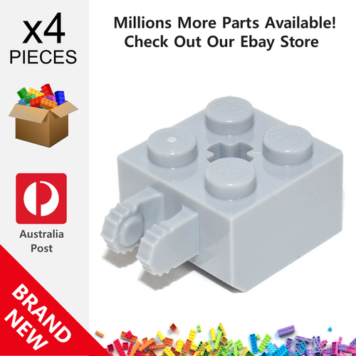 4x Genuine LEGO™ Light Grey Hinge Brick 2 x 2 Locking with 2 Fingers ...