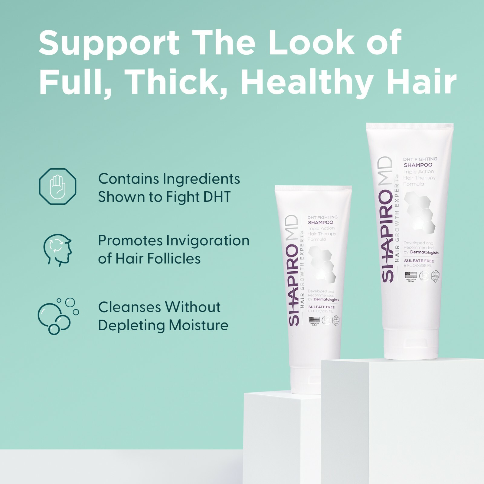 Shapiro MD Hair Loss Shampoo, Vegan Formula with DHT Blockers for ...