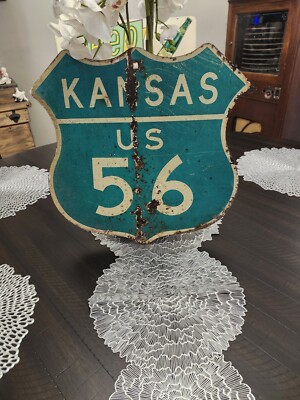 Original Kansas US route 56 highway marker road sign Santa Fe Trail ...