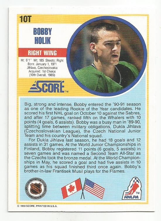 BOBBY HOLIK 1990-91 SCORE ROOKIE TRADED ROOKIE CARD NM-MT CONDITION | eBay