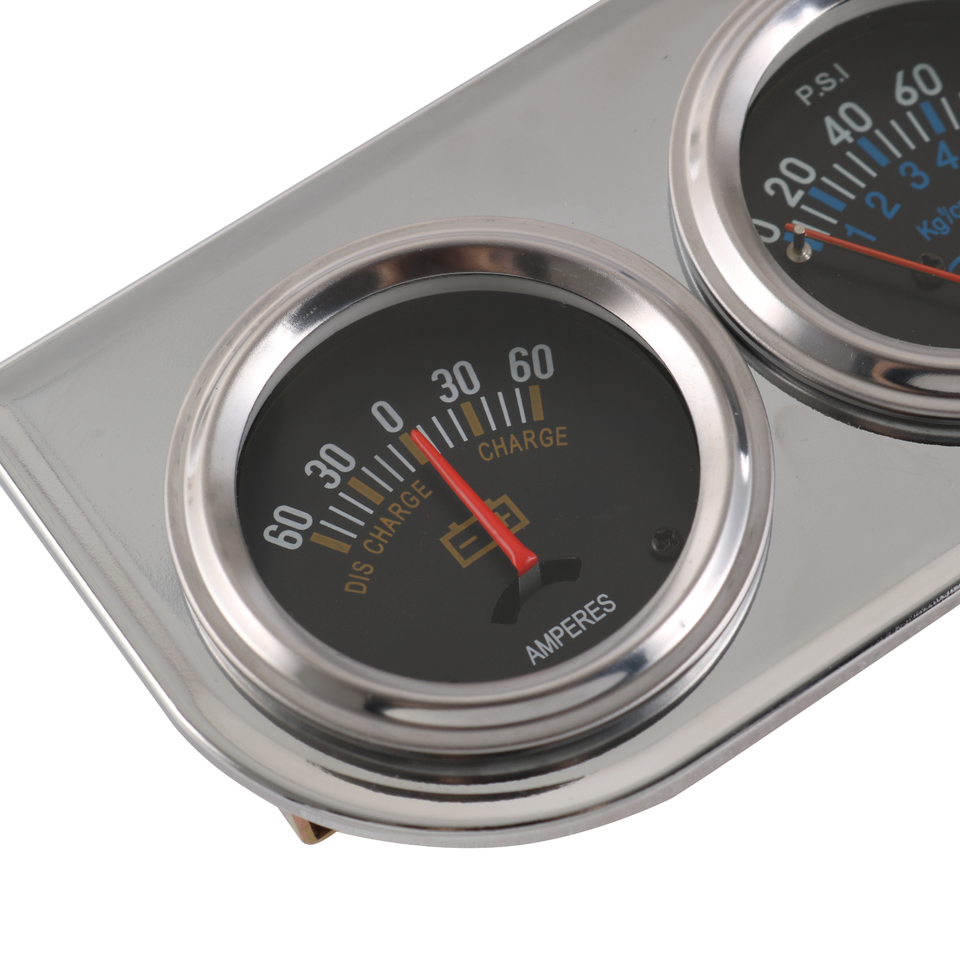 2" 52mm Chrome Car 3 in 1 Triple Gauge Set Kit AMP Meter Water Temp Oil ...