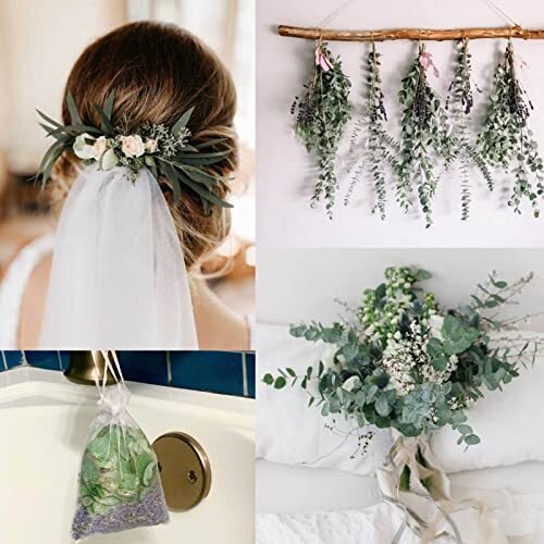 65 Pcs Mix Dried Eucalyptus and Lavender Flowers Bundles for Shower, 17 ...