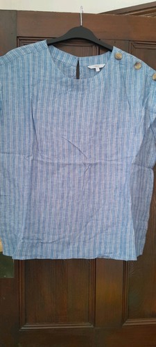 Blue & White Stripe Linen Blouse from Next Size 14 BNWOT | eBay