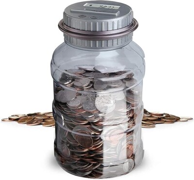 DIGITAL COIN BANK COUNTING MONEY- JAR BANK-ACCEPTS ALL US COINS-LCD ...