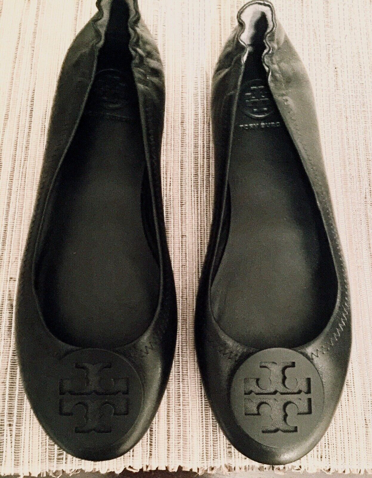 Tory Burch Women Black Reva Flats Shoes Size 7.5 - Gem