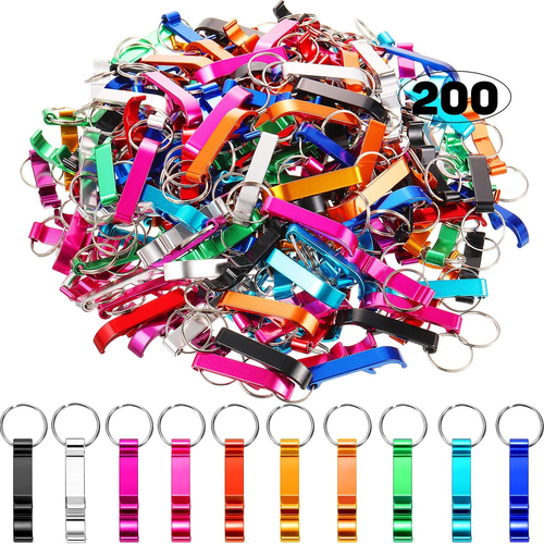 200 Pieces Bottle Opener Keychain Bulk Multicolor Aluminum Key Chain ...