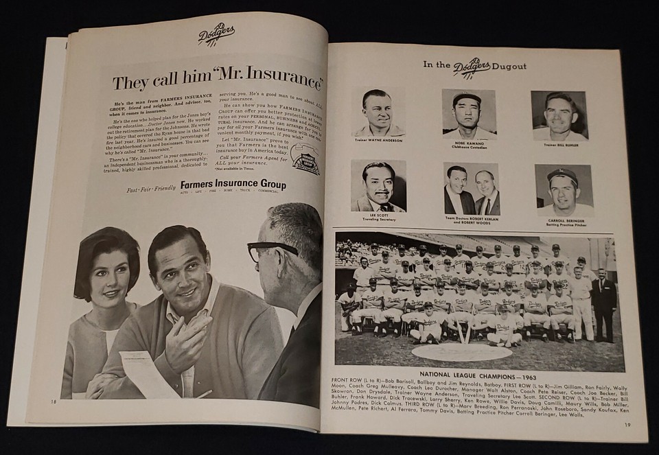 1963 MLB WORLD SERIES LOS ANGELES DODGERS vs NY YANKEES PROGRAM AT LOS ...