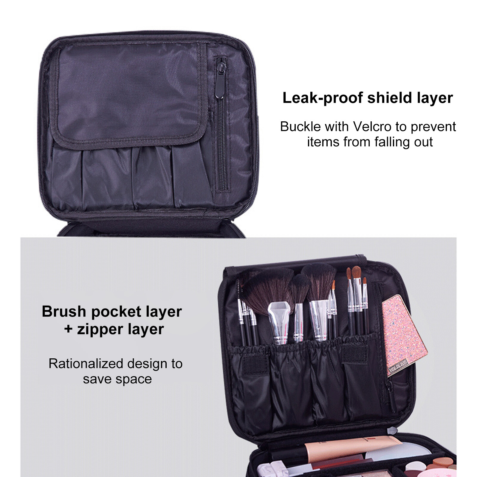 Makeup Bag Partition Organizer Large Capacity Travel Cosmetic Storage ...