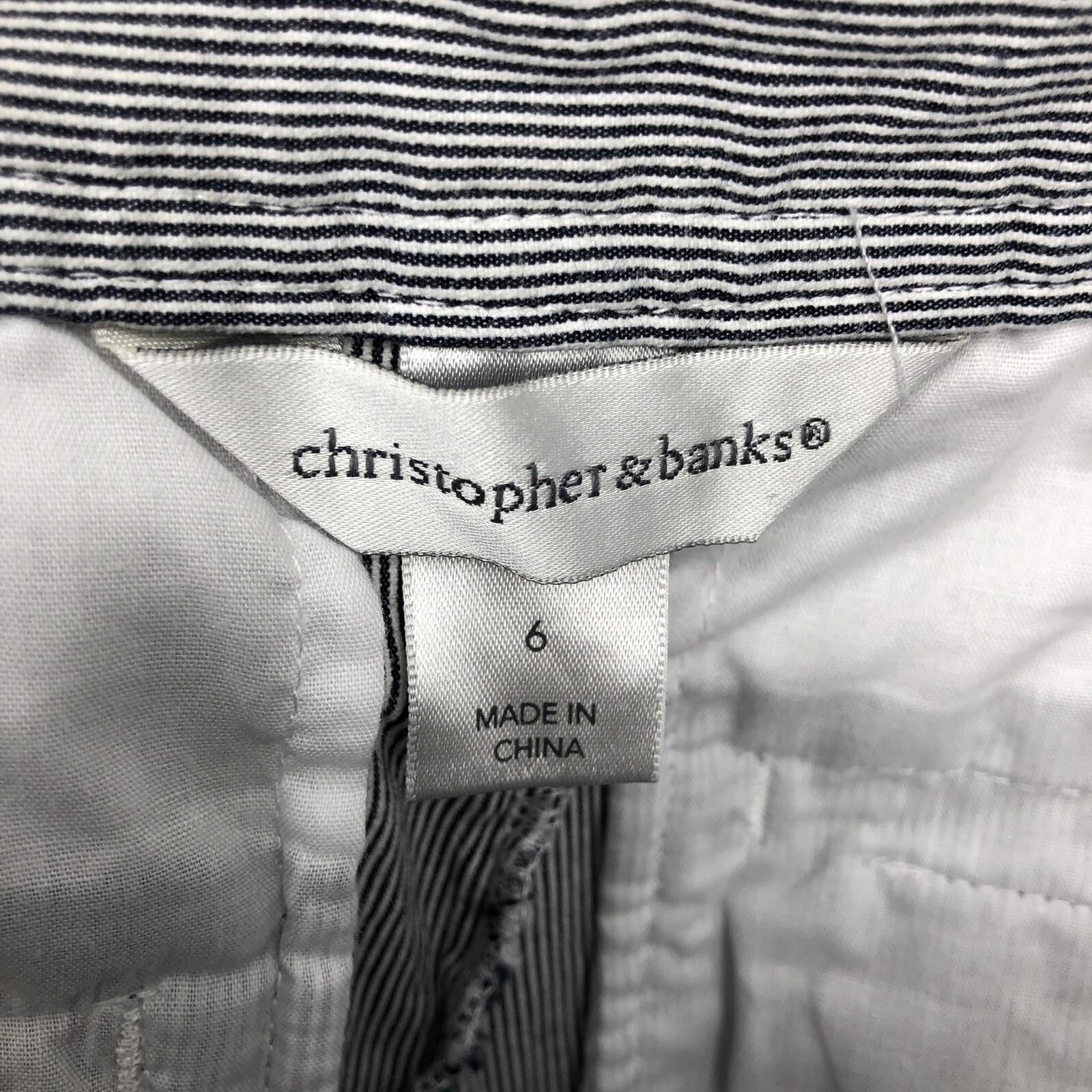 Christopher & Banks Blue White Railroad Striped Capri… - Gem