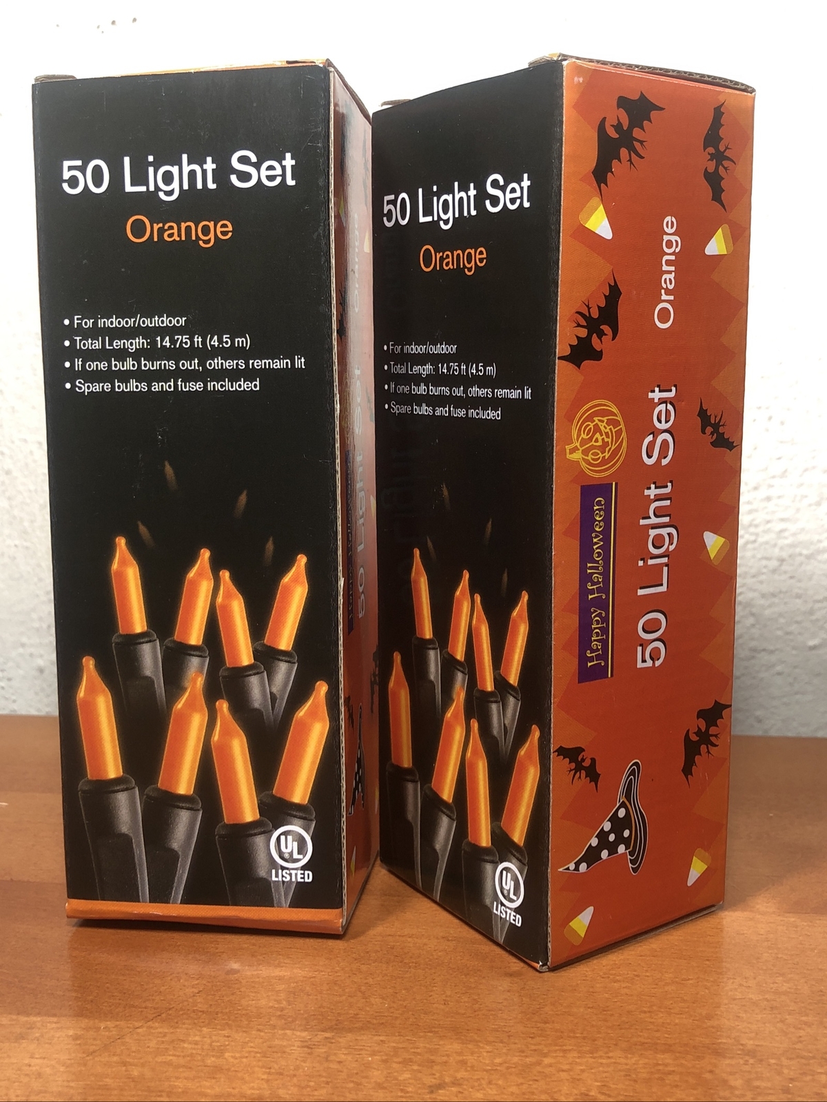 2 Happy Halloween String Light Sets Orange 100 Ct Indoor Outdoor 14.75 ...