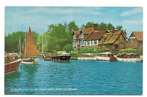 Horning Staithe And Swan Hotel, Norfolk Broads, Postcard. | eBay UK