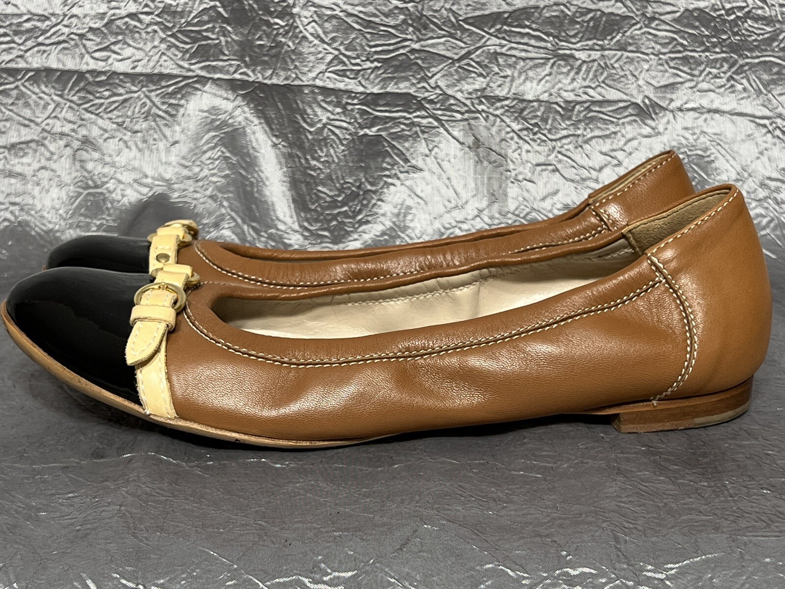 AGL Attilio Giusti Leombruni Cap Toe Ballet Flat Brown Leather Women's ...