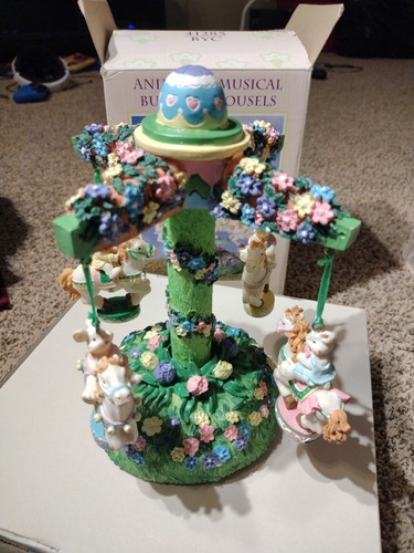 Animated Musical Bunny Carousel BYC 41285 Easter beautiful detail | eBay