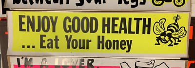 ENJOY HEALTH EAT HONEY VINTAGE 1970's VINYL DECAL BUMPER STICKER -White ...