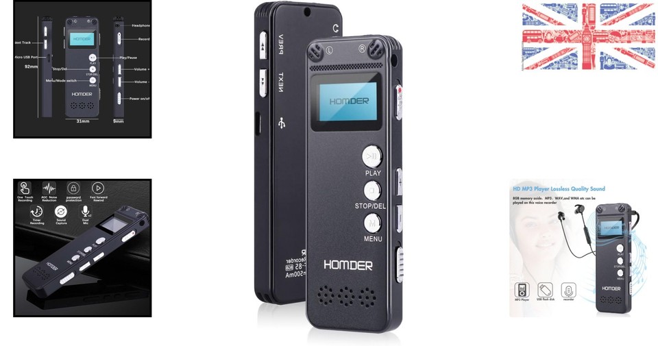 Portable 8GB HD Voice Recorder with A-B Repeat - Perfect for Notes and ...