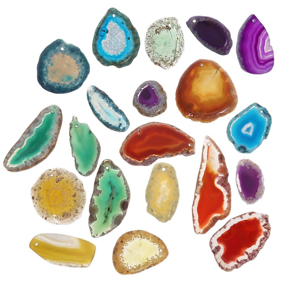 20 Pcs Small Agate Slice Sliced Agates Slices with Pre Drilled Holes ...