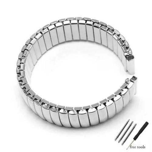 Silver Tone 18mm Stainless Steel Expanding Watch Strap Bracelet. | eBay UK