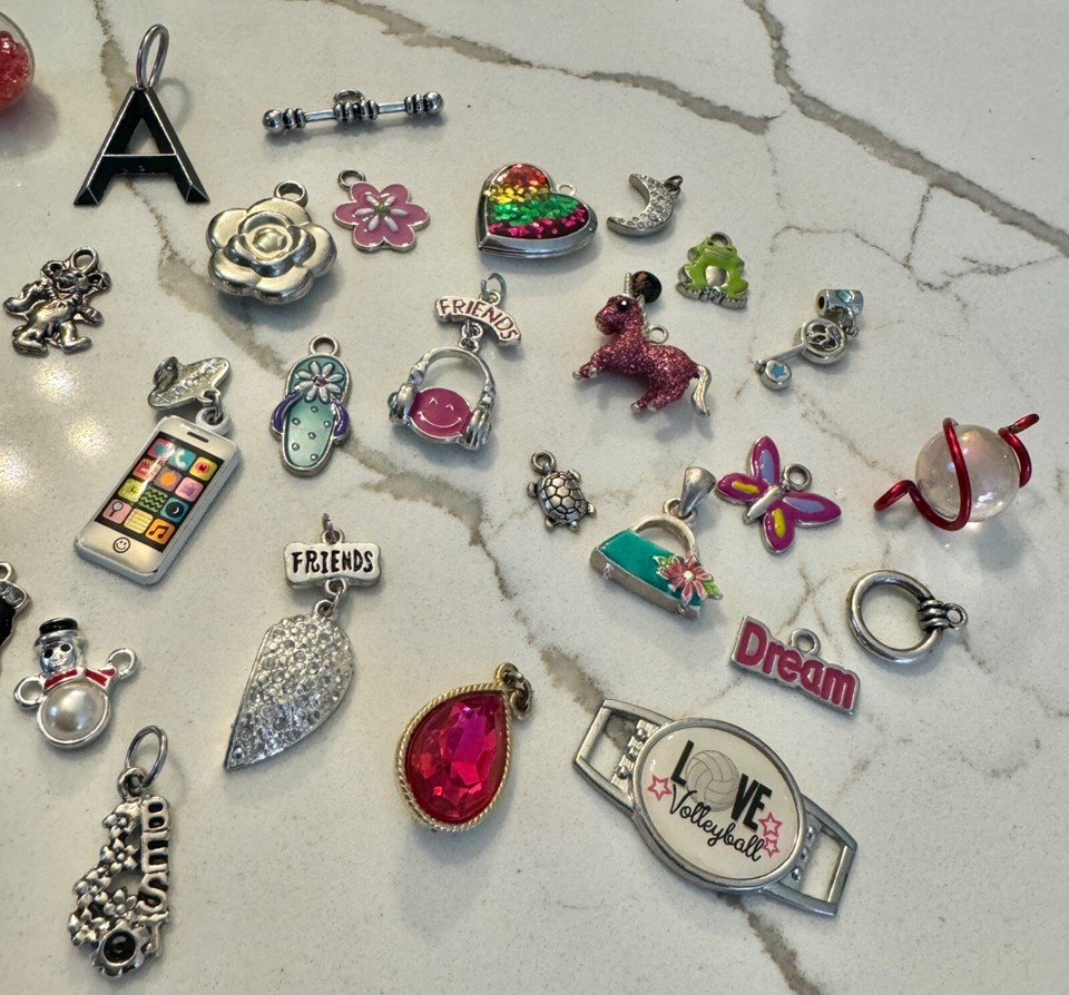 Fun Lot 40 Small Unique Pendants & Charms Enamel, ST, Sports, Friends ...