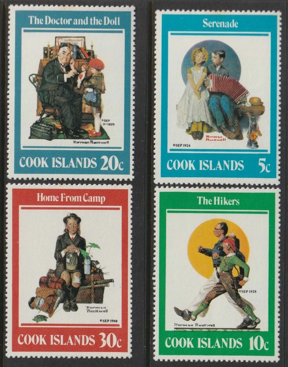 Norman Rockwell 1982 Mint NH Complete Set Cook Islands Scott # 683 ...