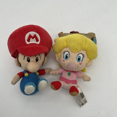 Super Mario Brothers 5" Plush Lot of 2 Baby Peach & Baby Mario Little ...