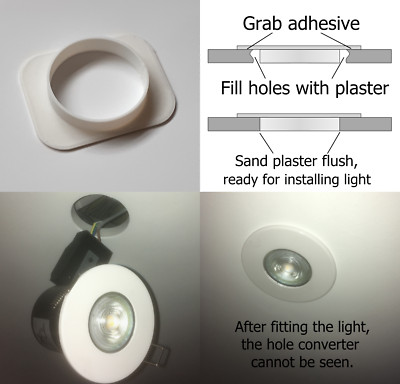 Downlight Spotlight Hole Converter - Hole size 75mm - Plastic | eBay UK