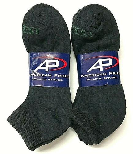 3 /6 /12 Pair HYTEST Black Cushion Bottom Work / Sport Low Cut Sock ...