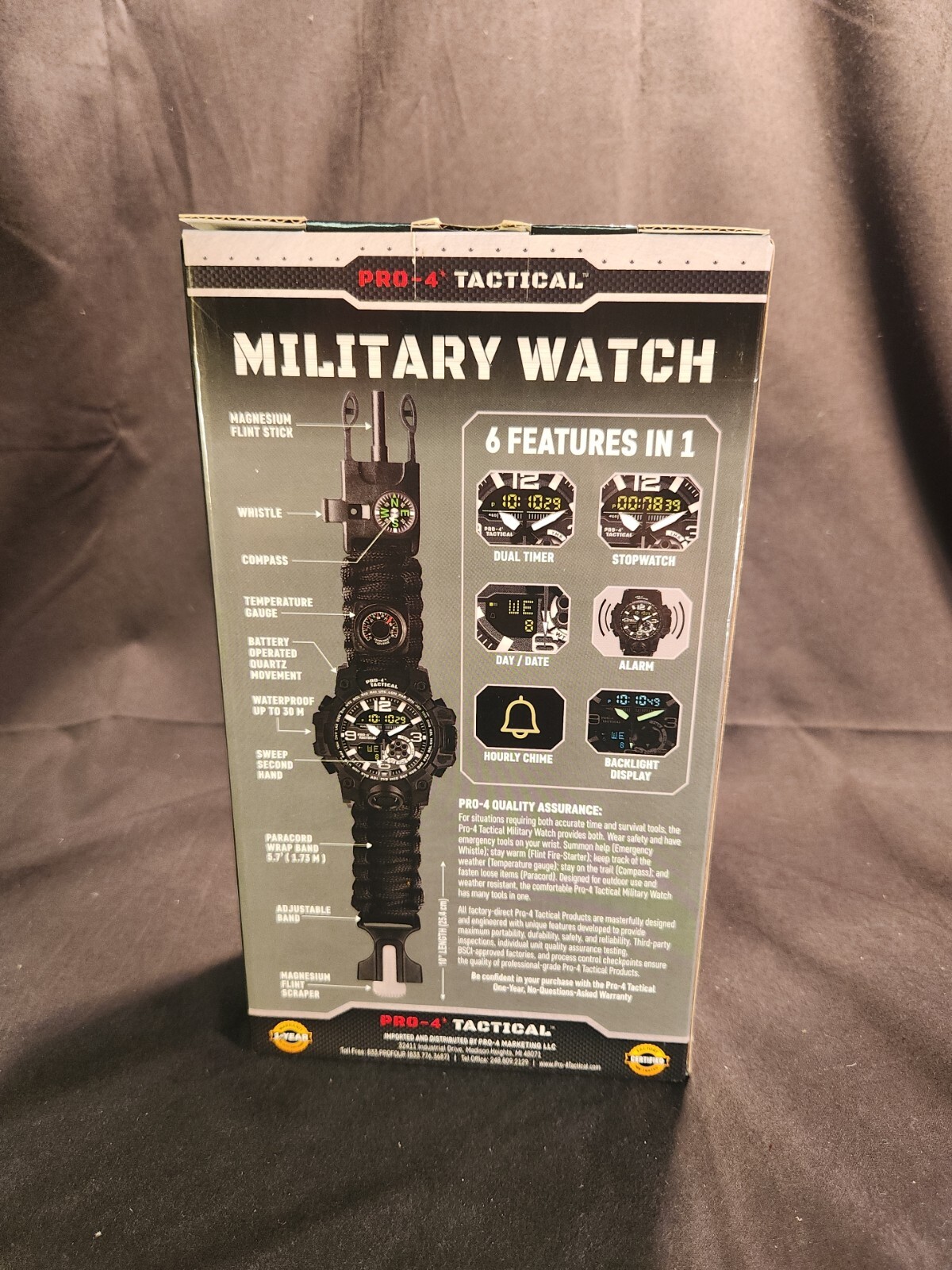 Pro-4 Tactical Survival Watch Adjustable Band Multifunction for sale ...