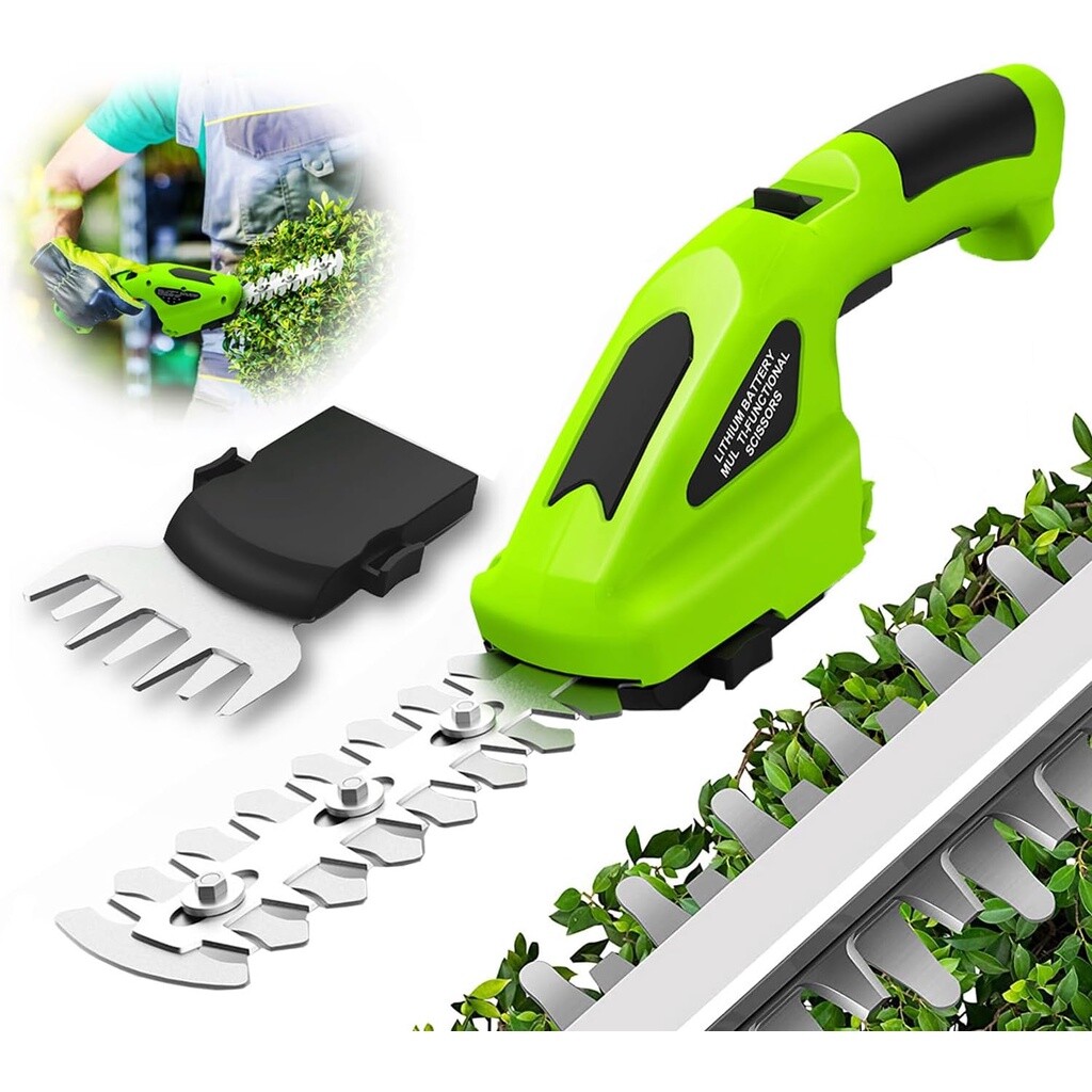 2 IN1 Cordless Hedge Trimmer Grass Shear Garden Handheld Hedge Shrub ...