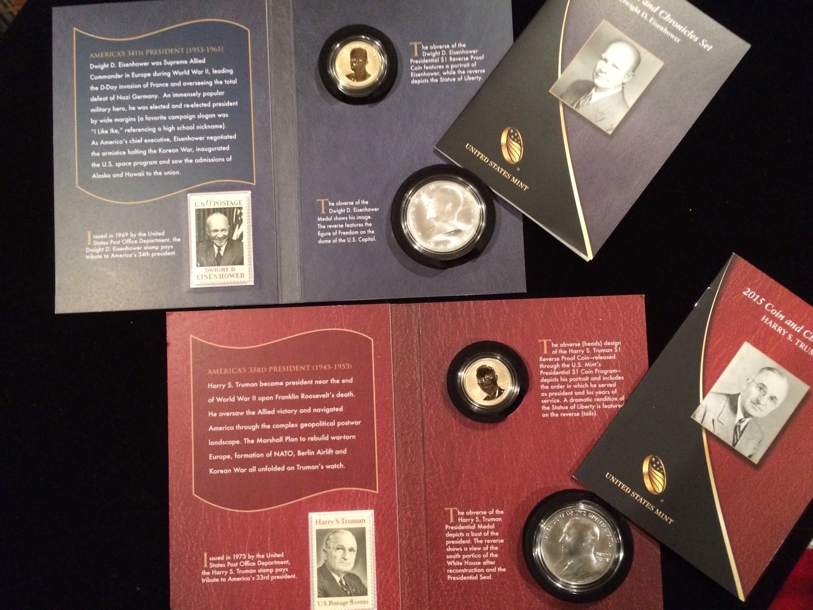 8 Coin & Chronicles Sets-Lincoln/FDR/Ted Roosevelt/Reagan/Truman/Ike ...