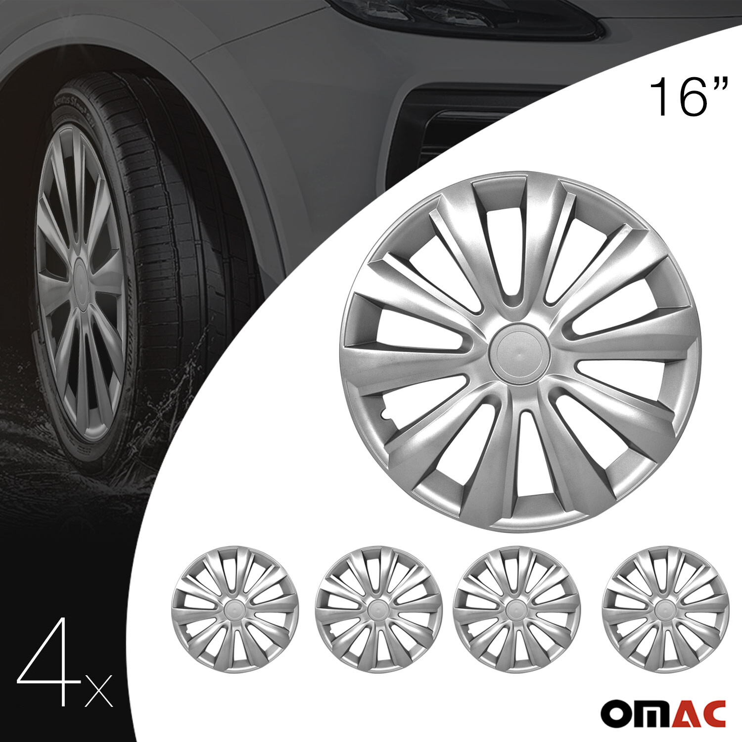 16" Wheel Covers for Subaru Impreza 4 Pcs Silver Hub Caps Set fit R16 ...