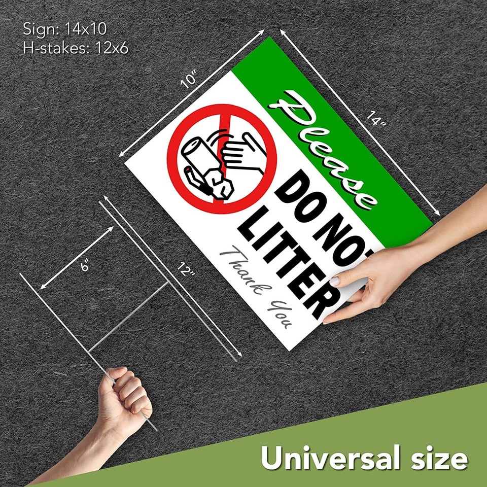 2PC Please Do Not Litter Sign, Double Sided Coroplast No Dumping Signs ...