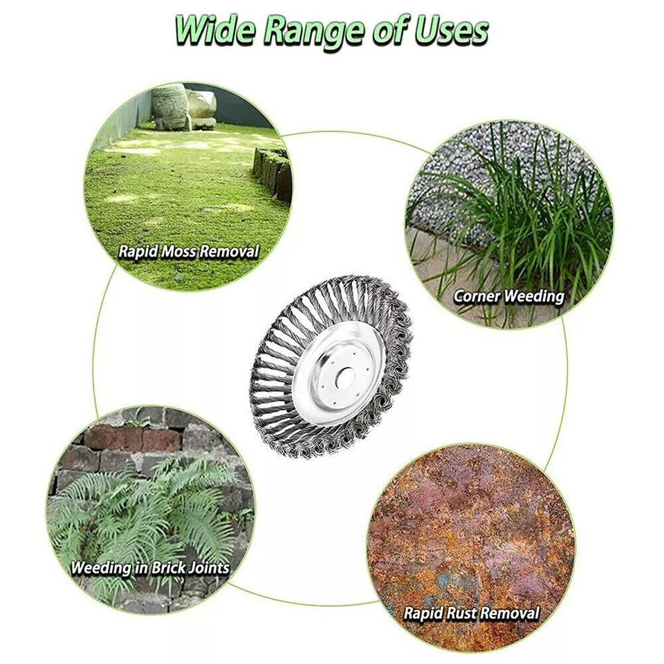 New 8 Inch Steel Wire Wheel Brush Grass Trimmer Head Weed With Adapter ...