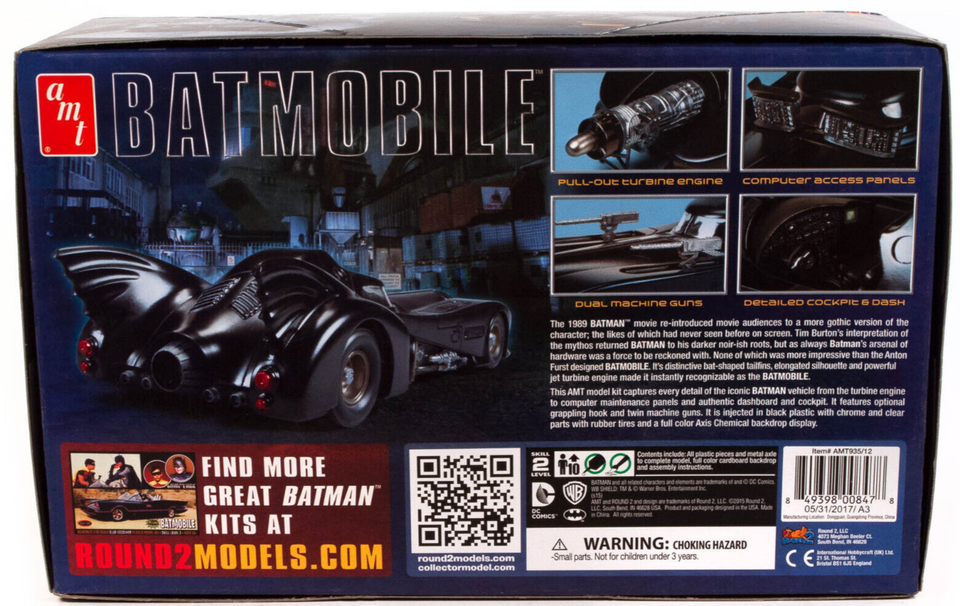 AMT "Batman" Batmobile - 1989 Movie W/ Backdrop 1:25 Plastic Model Car ...