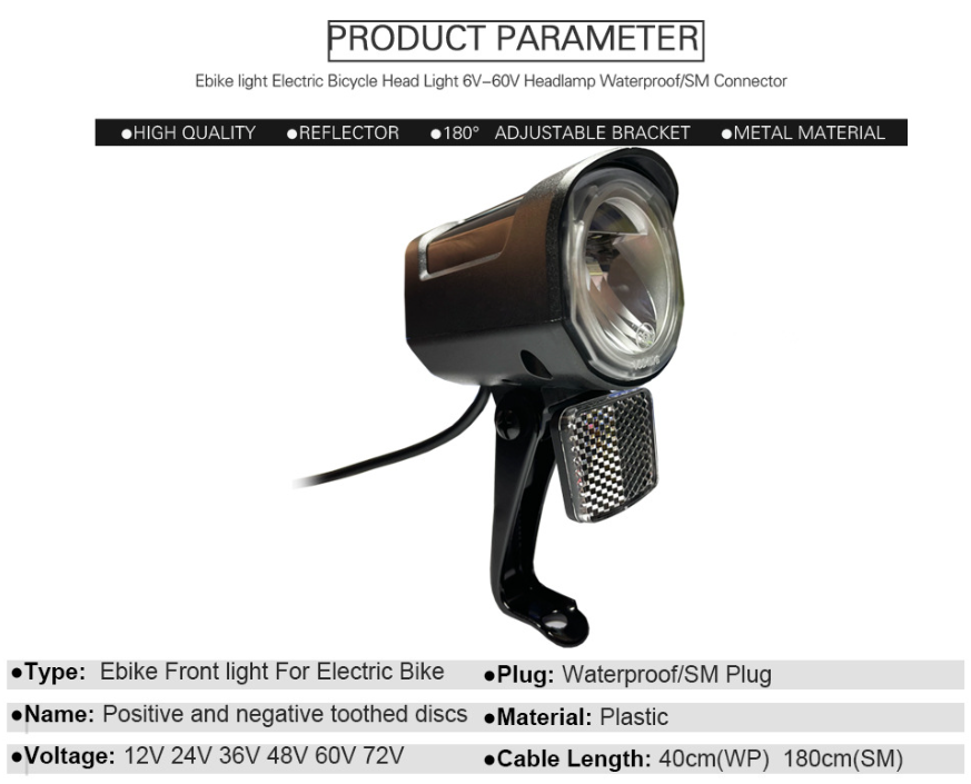 Bike LED Light Electric Bicycle Headlamp Ebike Conversion Kit 36V 48V ...