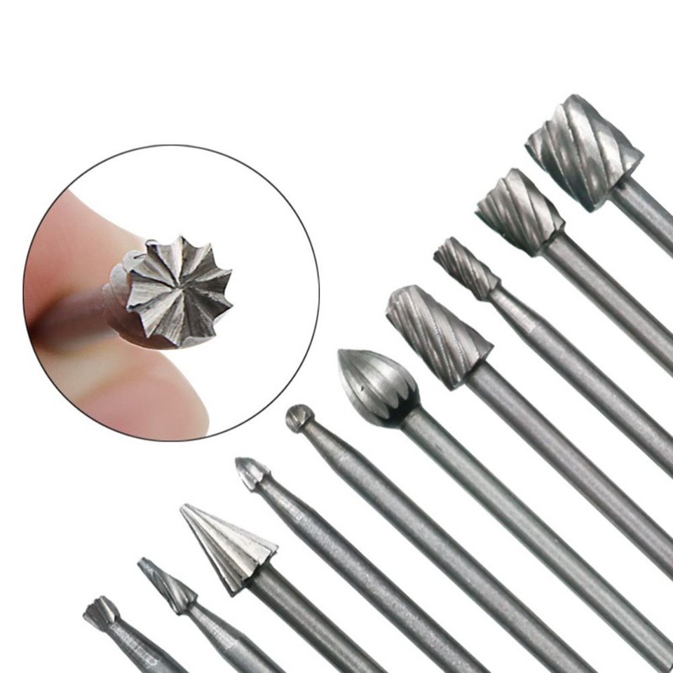 10 Pcs Wood Carving Knife Grinding Burr Drill Bit Rotary File Bits | eBay