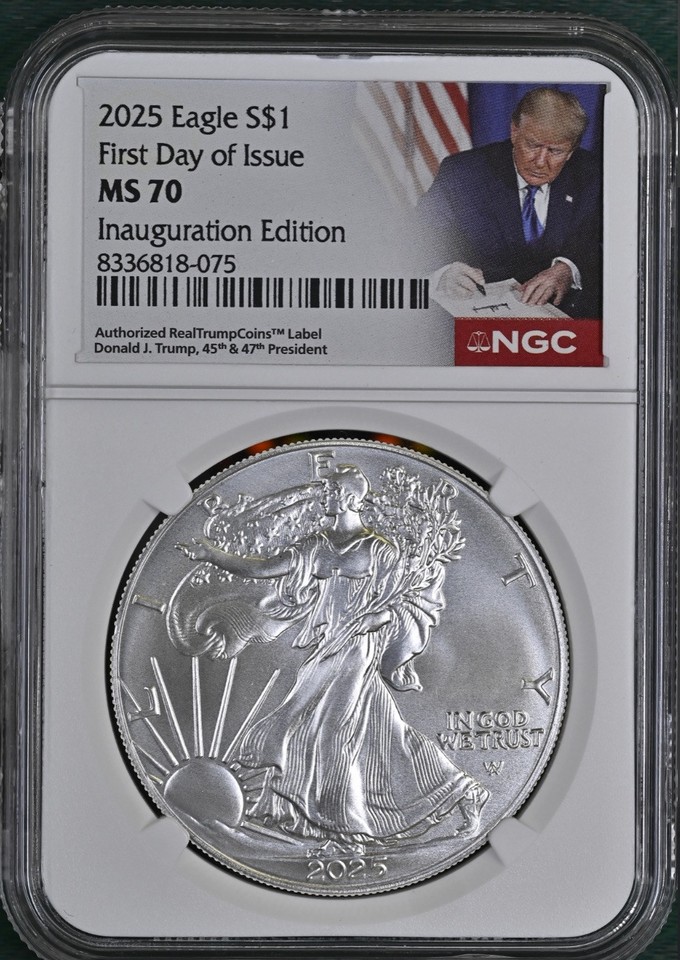 2025 Donald Trump Inauguration Edition American Silver Eagle NGC MS70 ...