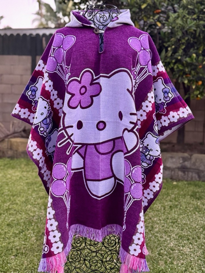 Hello Kitty Adult Alpaca Poncho,Unisex One Size. Made In Ecuador | eBay