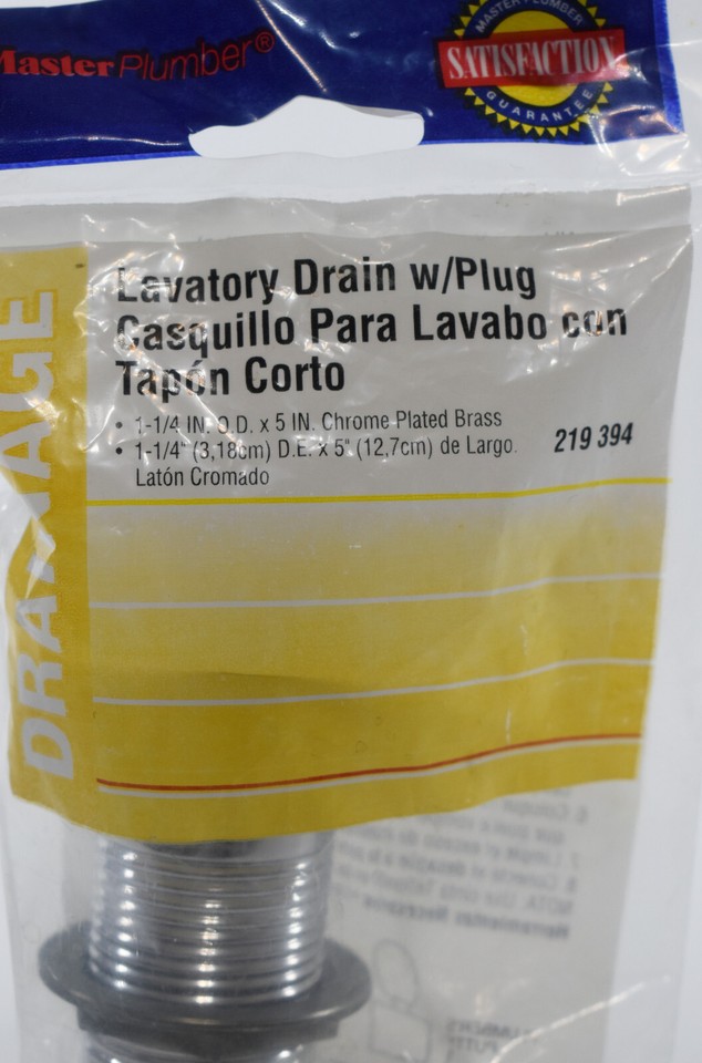 Master Plumber Lavatory Drain w/Plug 219 394 Chrome Plated Brass | eBay