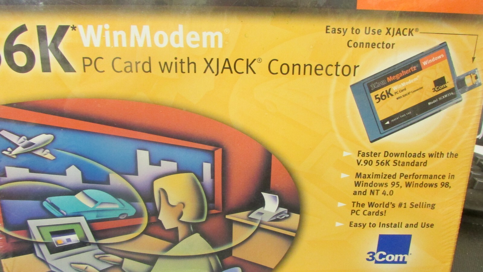 3COM MEGAHERTZ 56K WINMODEM PCMCIA CARD W/ XJACK CONNECTOR 3CXM356 NEW ...